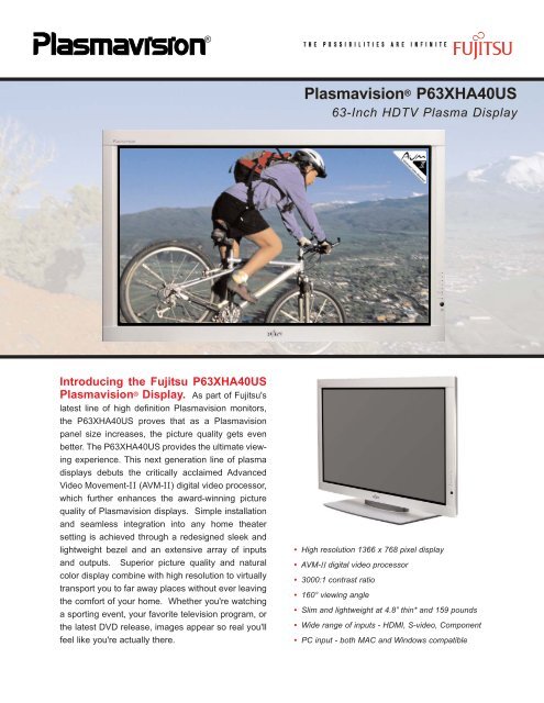 Plasmavision® P63XHA40US - Fujitsu General UK