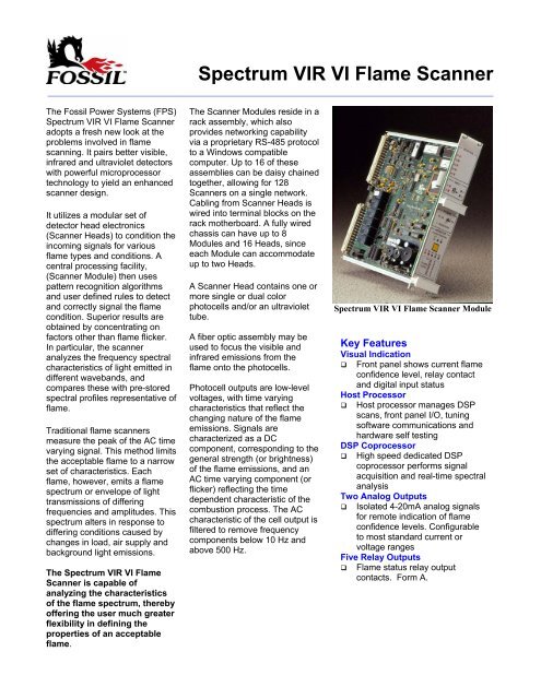 Spectrum VIR VI Flame Scanner - Fossil Power Systems Inc.