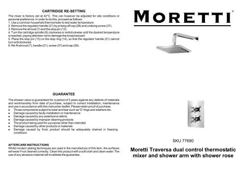 Moretti Traversa dual control thermostatic mixer and shower arm ...