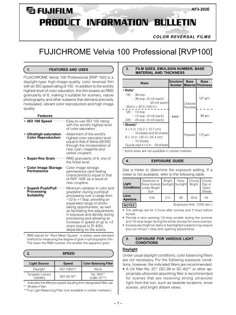 FUJICHROME Velvia 100 Professional [RVP100] - Wittner Kinotechnik