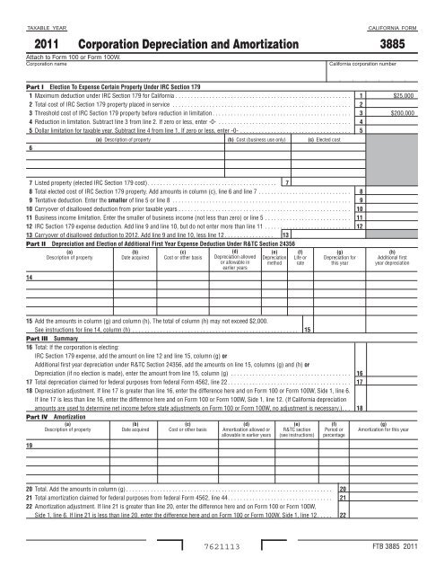 2011 Form 3885 - California Franchise Tax Board