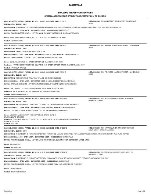 BUILDING INSPECTION SERVICES - Gainesville, GA