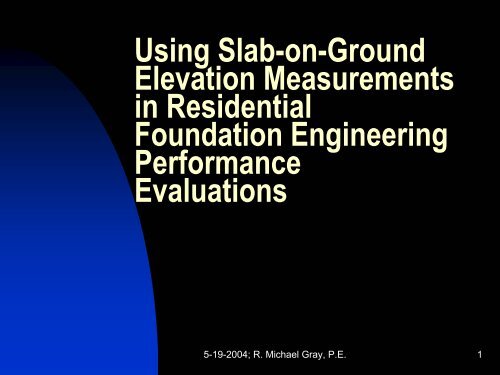 Using Slab-on-Ground Elevation Measurements in Residential ...