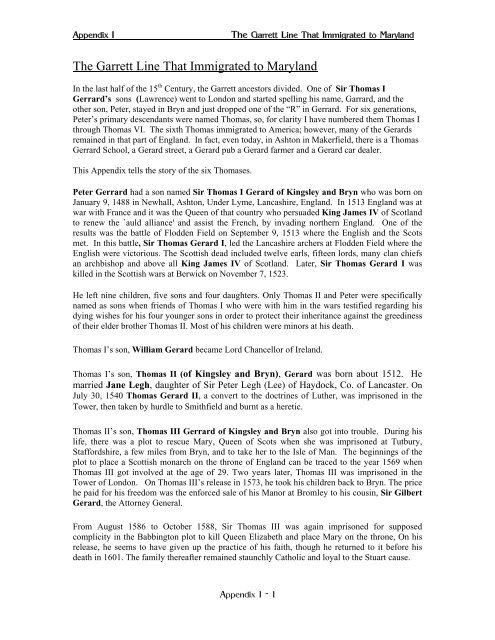 The Garrett Line That Immigrated to Maryland - geraldini.com