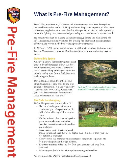 What is Pre-Fire Management? - Cal Fire