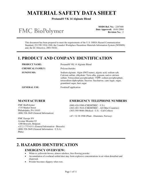 Protanal® VK 14 Alginate Blend - FMC Corporation
