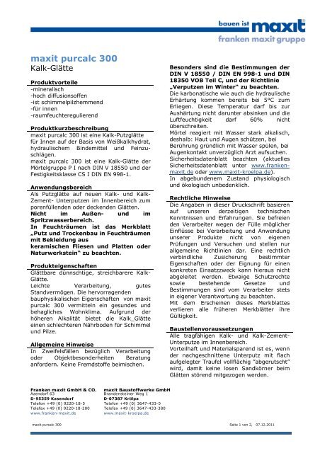 TM maxit purcalc 300 - maxit Baustoffwerke GmbH