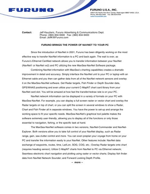 MaxSea-NavNet Release - Furuno USA