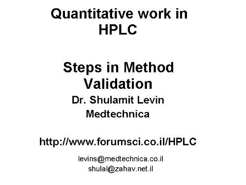 Quantitative Analysis in HPLC