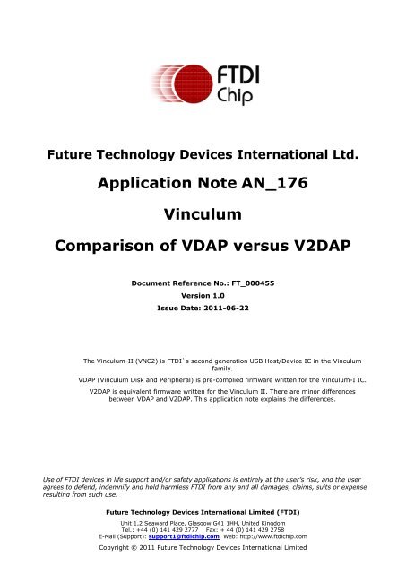 AN_176 - Vinculum Comparison of VDAP and V2DAP - FTDI