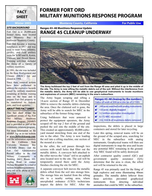 Fact Sheet: Military Munitions Response Program (MMRP)