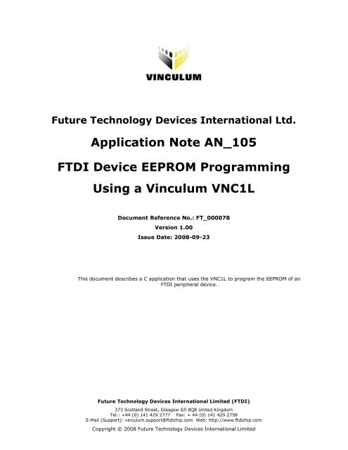 FTDI Device EEPROM Programming Using a Vinculum VNC1L