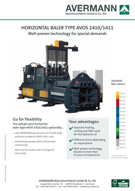 HORIZONTAL BALER TYPE AVOS 1410/1411 - Avermann ...