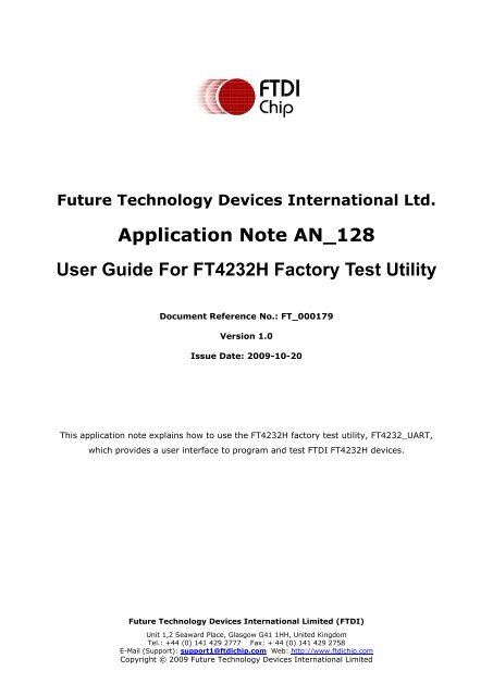 User Guide For FT4232H Factory Test Utility - FTDI