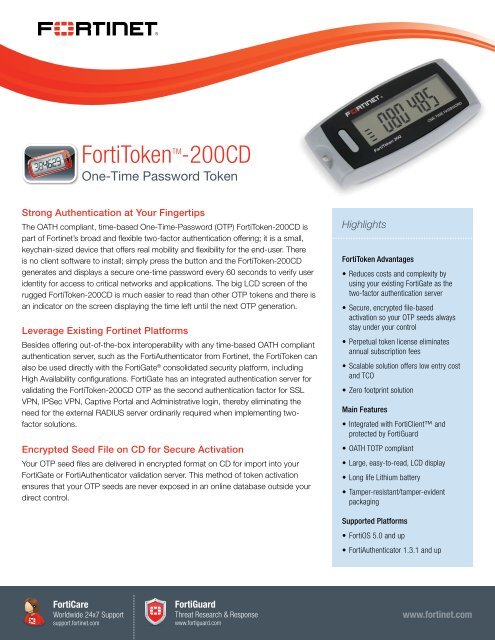 FortiToken-200CD datasheet - Fortinet