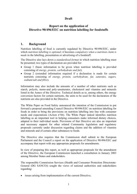 NUTRITION LABELLING : - The Food Safety Authority of Ireland
