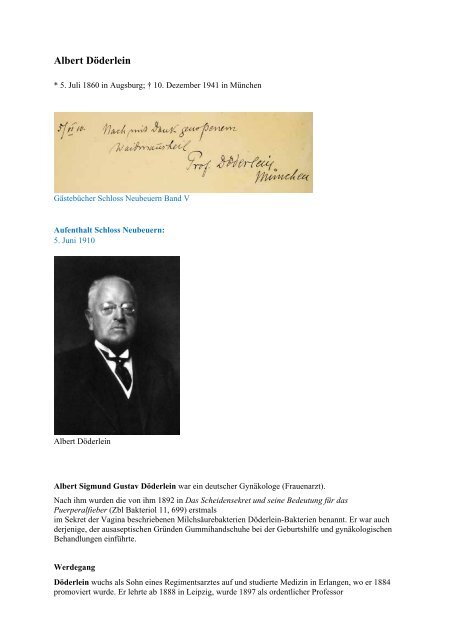 Albert Döderlein - Gästebücher von Schloss Neubeuern