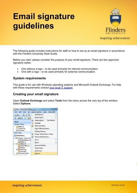 Email signature guidelines - Flinders University