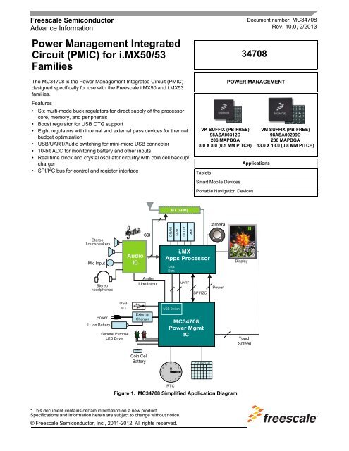 MC34708, Power Management Integrated Circuit (PMIC ... - Freescale