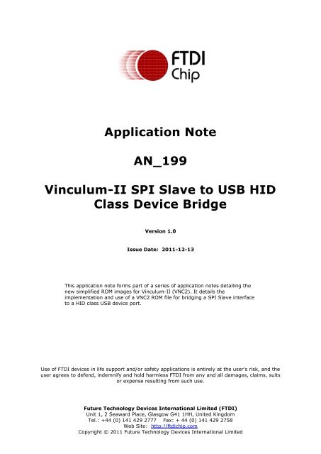 Vinculum-II SPI Slave to USB HID Class Device Bridge - FTDI