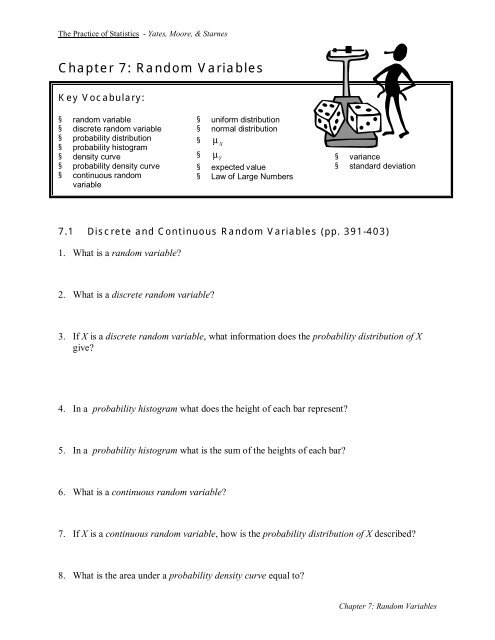 Chapter 7: Random Variables Chapter 7: Random Variables