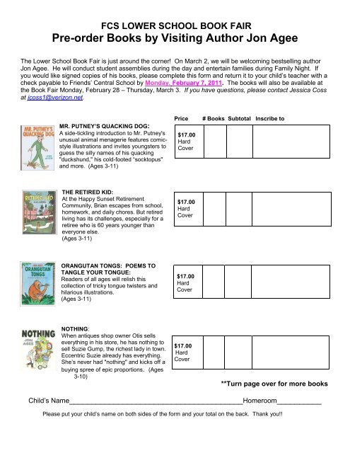LS Book Fair Pre-Order Form - Friends' Central School