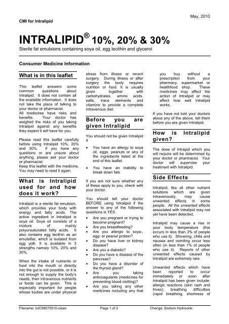 INTRALIPID - Medsafe