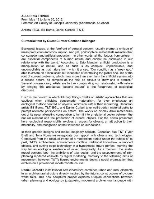 Curatorial Text - Foreman Art Gallery - Bishop's University