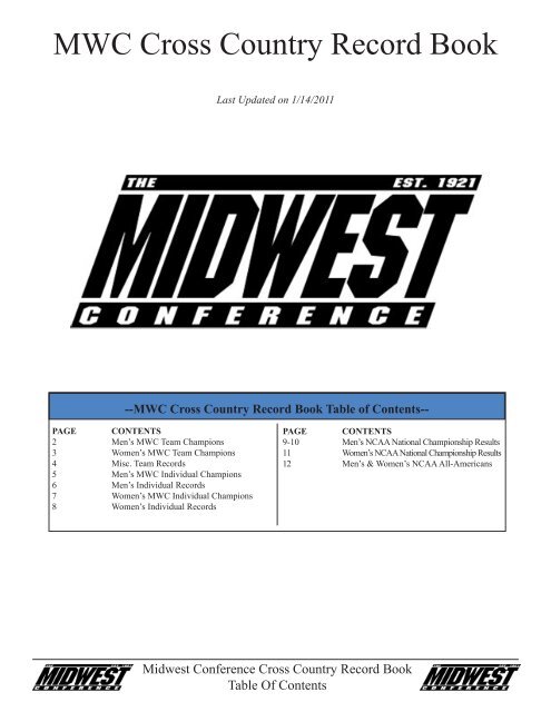 MWC Cross Country Record Book - Midwest Conference