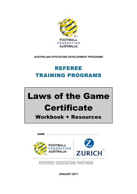 Laws of the Game Certificate - Workbook & Resources - Football NSW