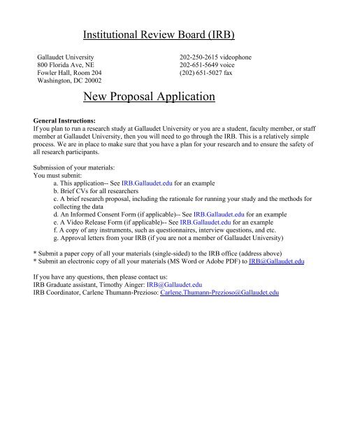 IRB Application - Gallaudet University