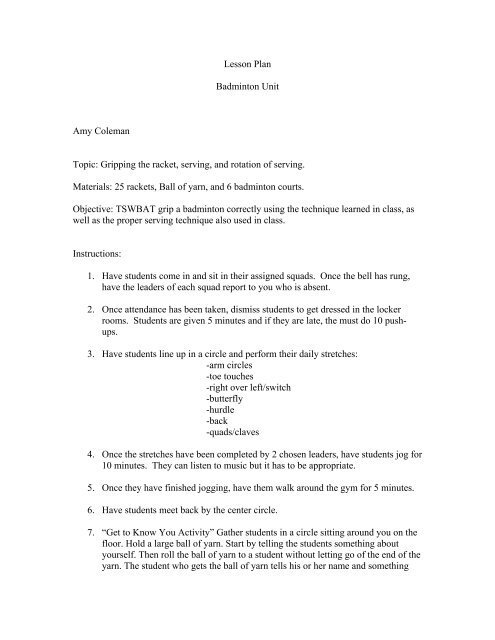 Lesson Plan 1 - Franklin College