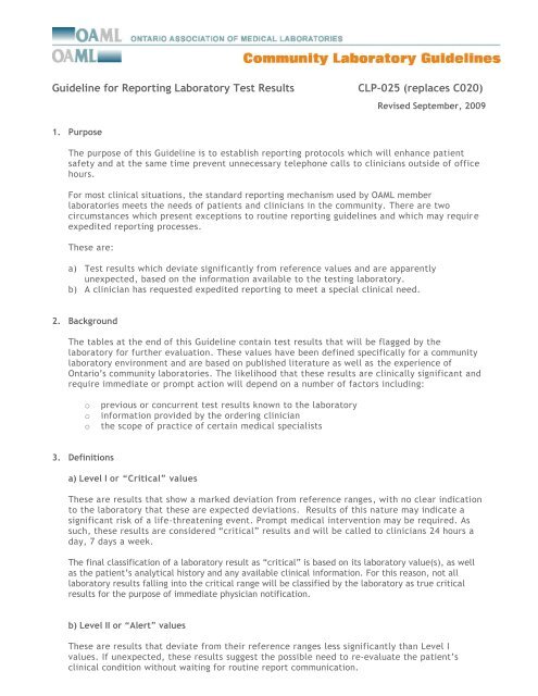 CLP025-Guideline for Reporting Laboratory Test Results [PDF]