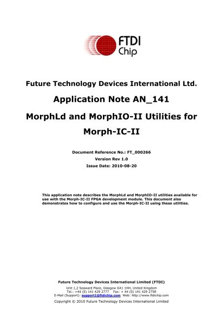 MorphLd and MorphIO-II Utilities for Morph-IC-II - FTDI
