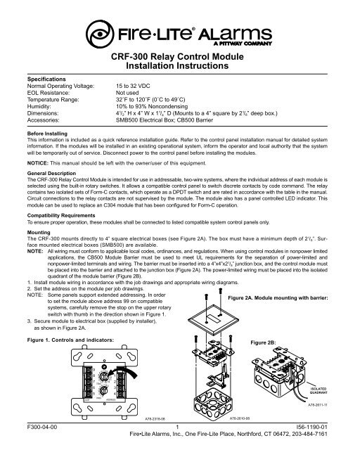 CRF-300 Relay Control Module Installation ... - Fire-Lite Alarms