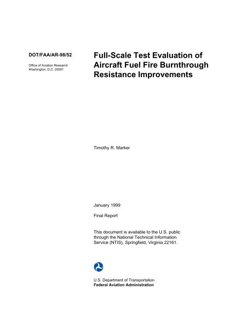 Full-Scale Test Evaluation of Aircraft Fuel Fire Burnthrough ...