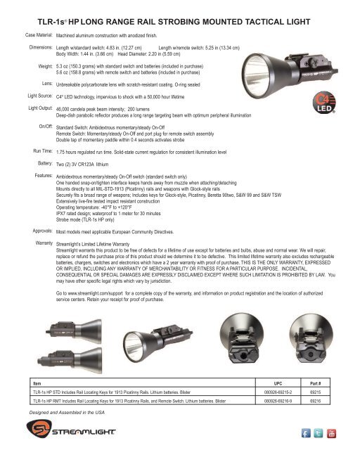TLR-1 Rail Mounted Light