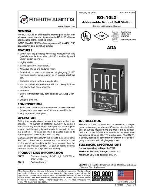 ADA BG-10LX - Fire-Lite Alarms