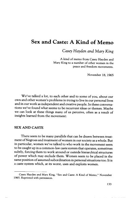 Sex And Caste A Kind Of Memo Freedom Archives 