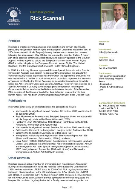 Rick Scannell - Garden Court Chambers