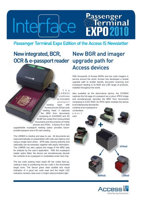 New integrated, BCR, OCR & e-passport reader New ... - Access IS
