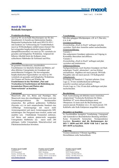 maxit ip 381 - bei Franken Maxit