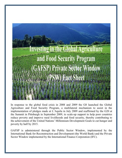 IFC Private Sector Window Brochure - GAFSP