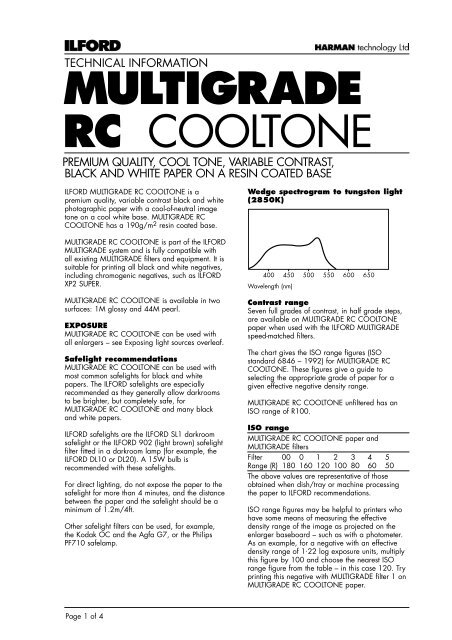multigrade rc cooltone tech info - the ILFORD PHOTO Website