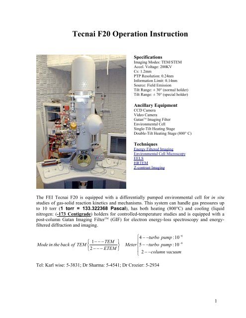 Tecnai F20 Operation Instruction