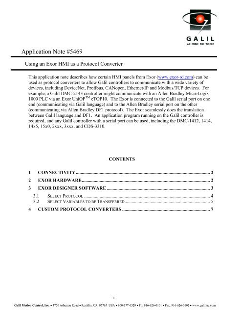 Application Note #5469 - Galil