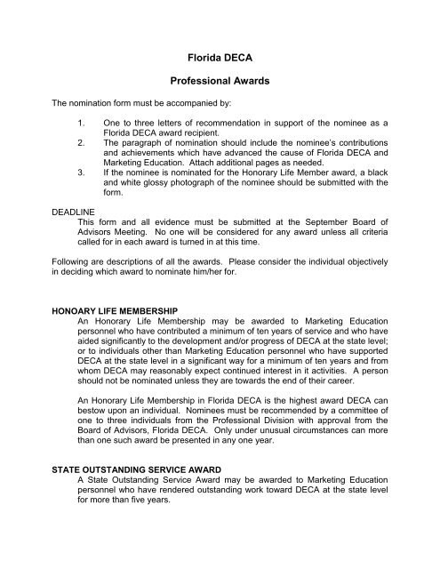 Florida DECA Professional Awards