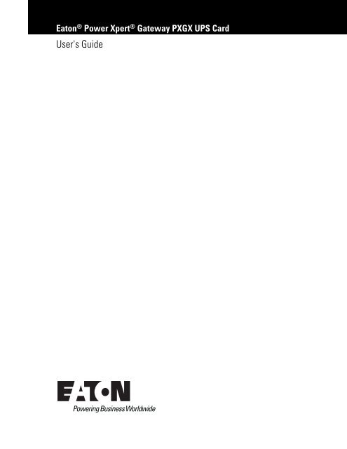 Eaton Power Xpert Gateway PXGX UPS Card Manual