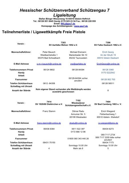 Freie Pistole - Gau 7 Rheingau