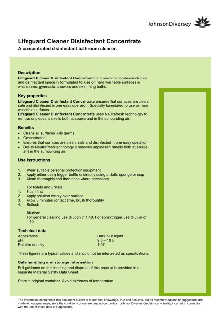 Lifeguard Cleaner Disinfectant Concentrate